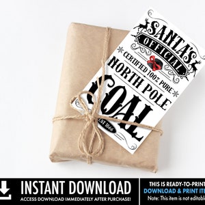 Christmas Coal 5x8 Label, Santa's North Pole Coal, Santa's Naughty List ...