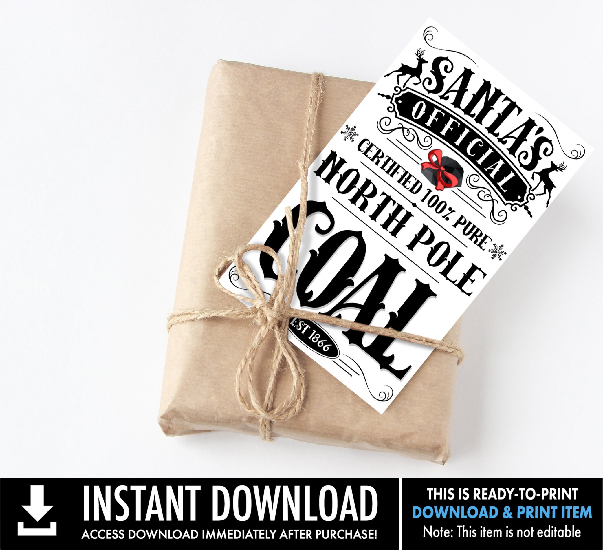 Christmas Coal 5"x8" Label, Santa's North Pole Coal, Santa's Naughty ...