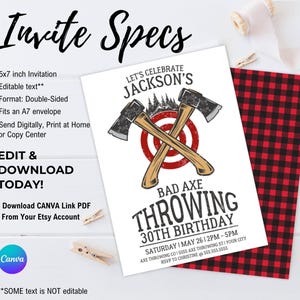 Axe Throwing Party Invitation - Bad Axe Birthday,axe Throwing Invite ...