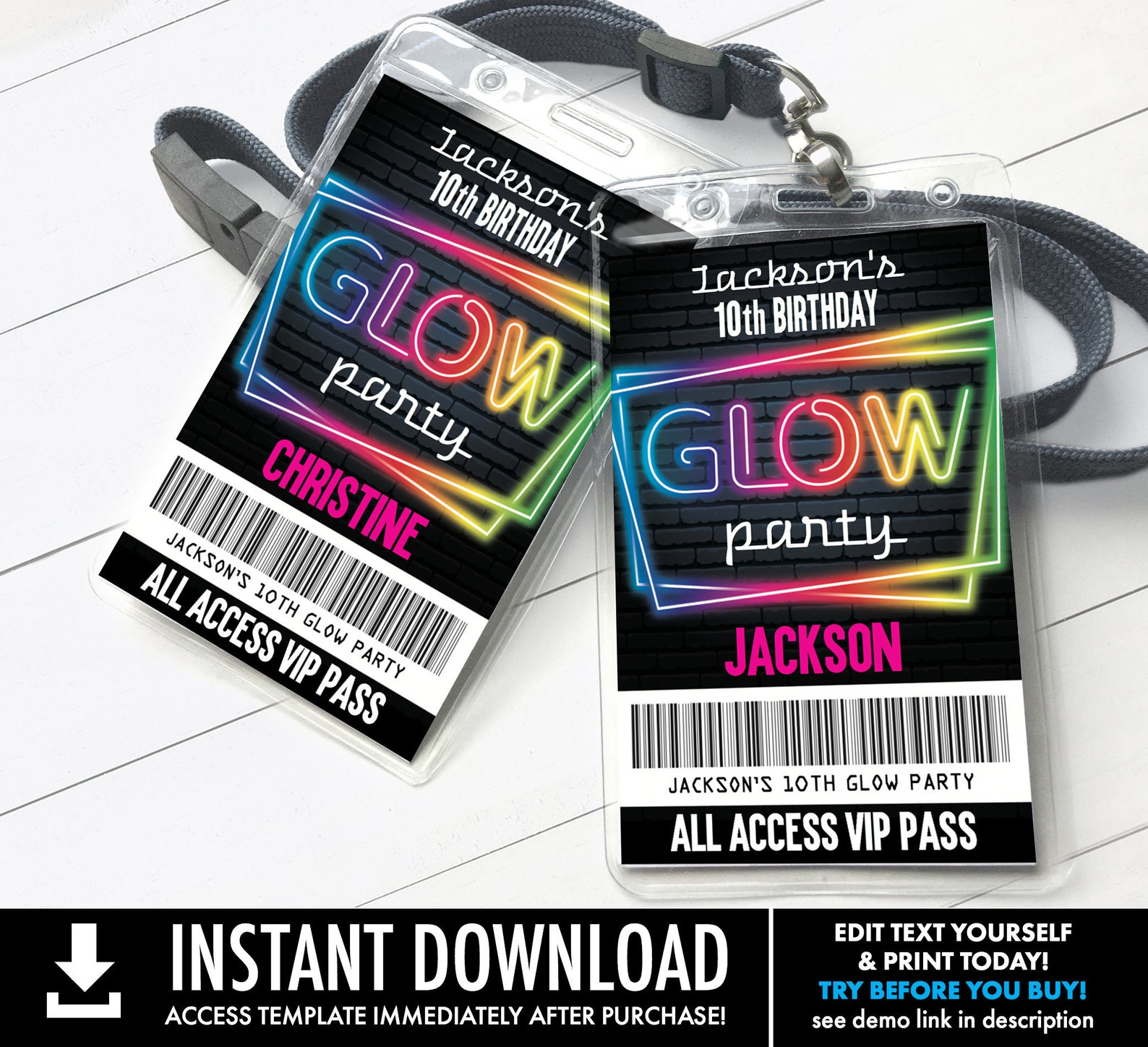 Neon Glow Party VIP Badge Neon Glow Theme Glow Party All | Etsy