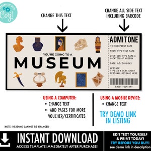 Museum Gift Certificate, Museum Surprise Gift Voucher Self-edit With ...