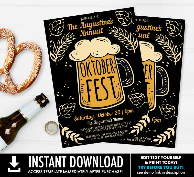 Oktoberfest Invitation Oktoberfest Party Oktoberfest - Etsy