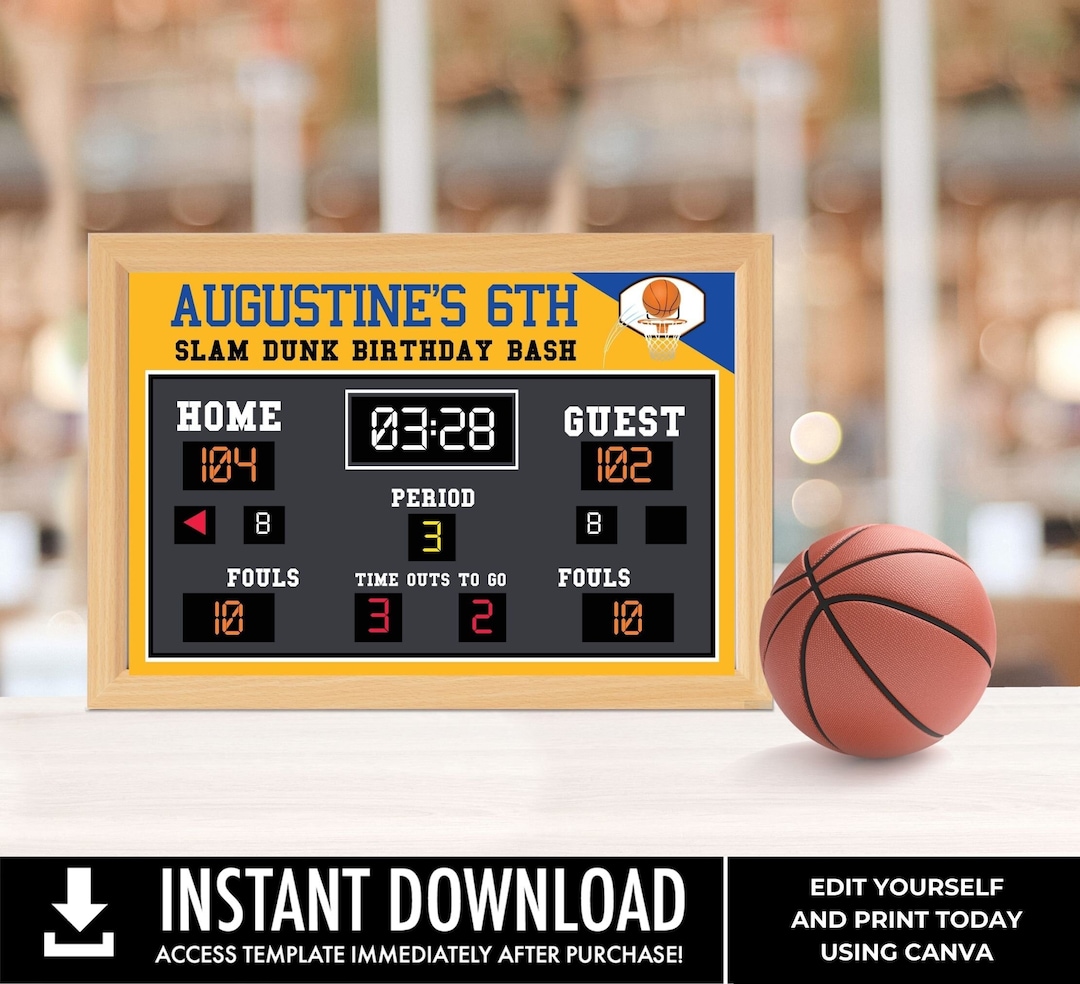 Basketball Scoreboard Printable 6"x4" Table Top Sign - Scoreboard Sign ...