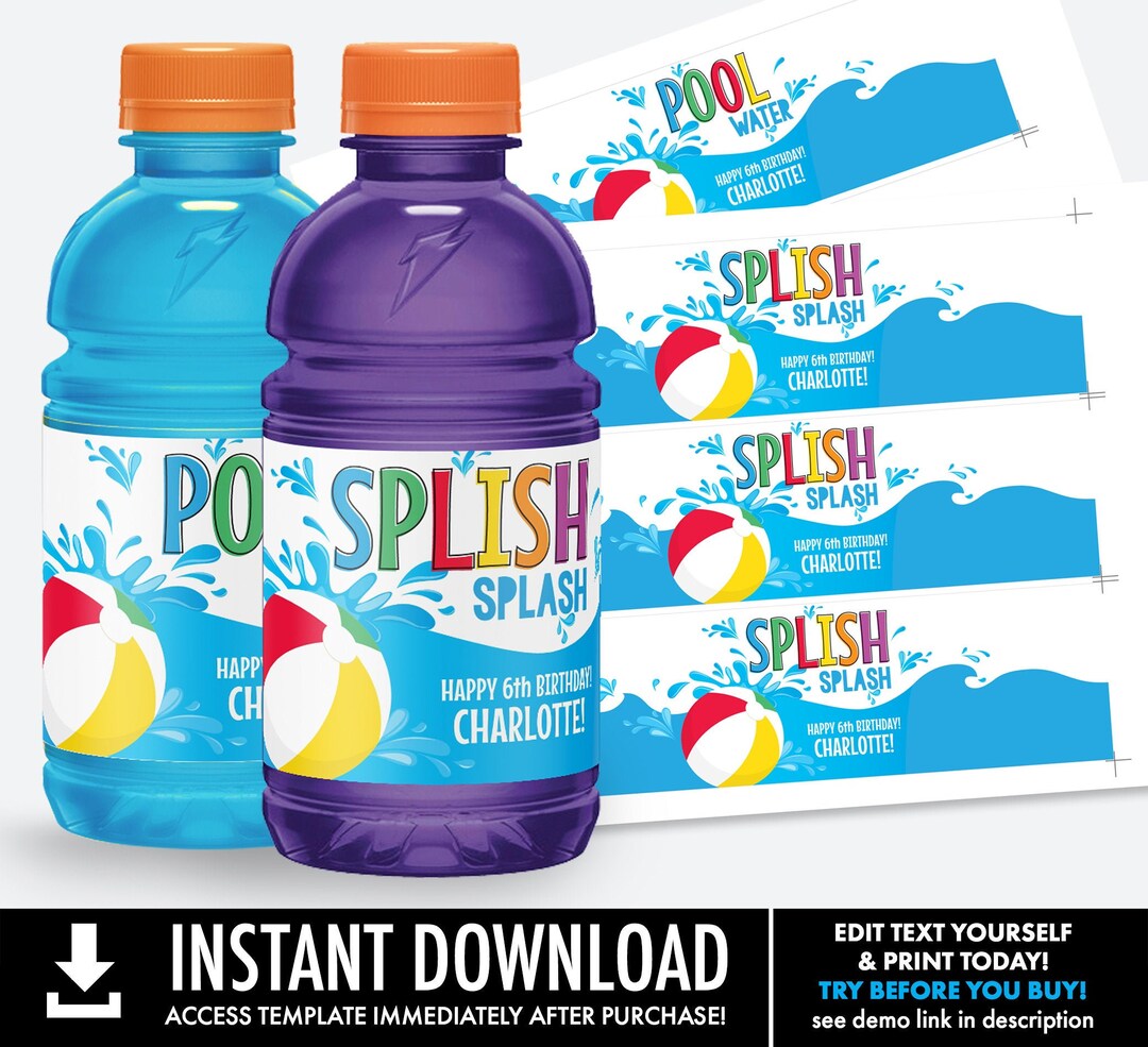 Pool Party Gatorade Drink Label/wrap Party Drink Label - Etsy