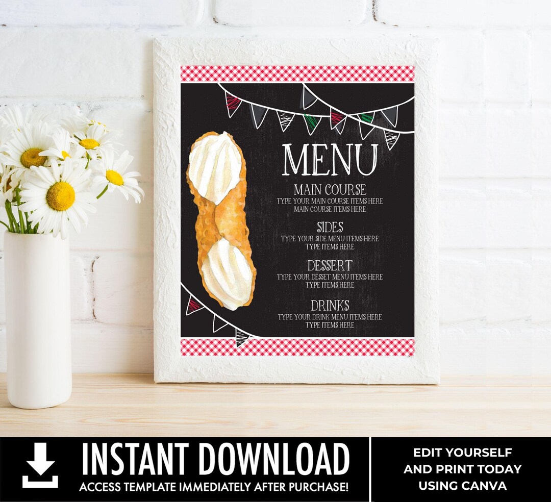 Holy Cannoli 8x10 Menu Sign, Party Sign, Italian Theme, Pizza Party ...