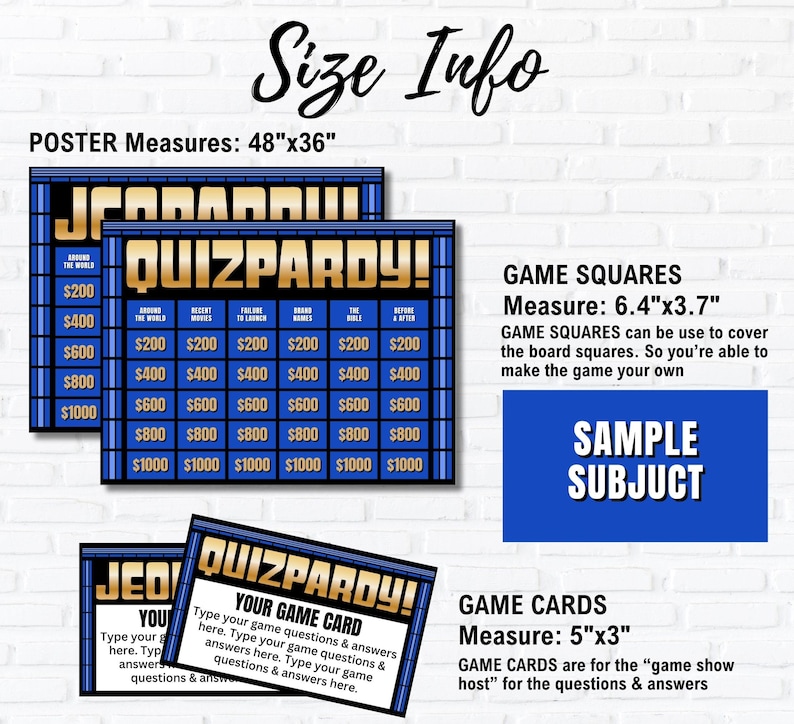 Printable Jeopardy Game Show Party Poster Set, Game Show 48"x36" Poster ...