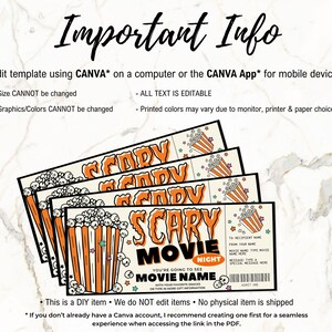 Halloween Scary Movie Night Mini Tickets, Spooky Movie Night Party ...