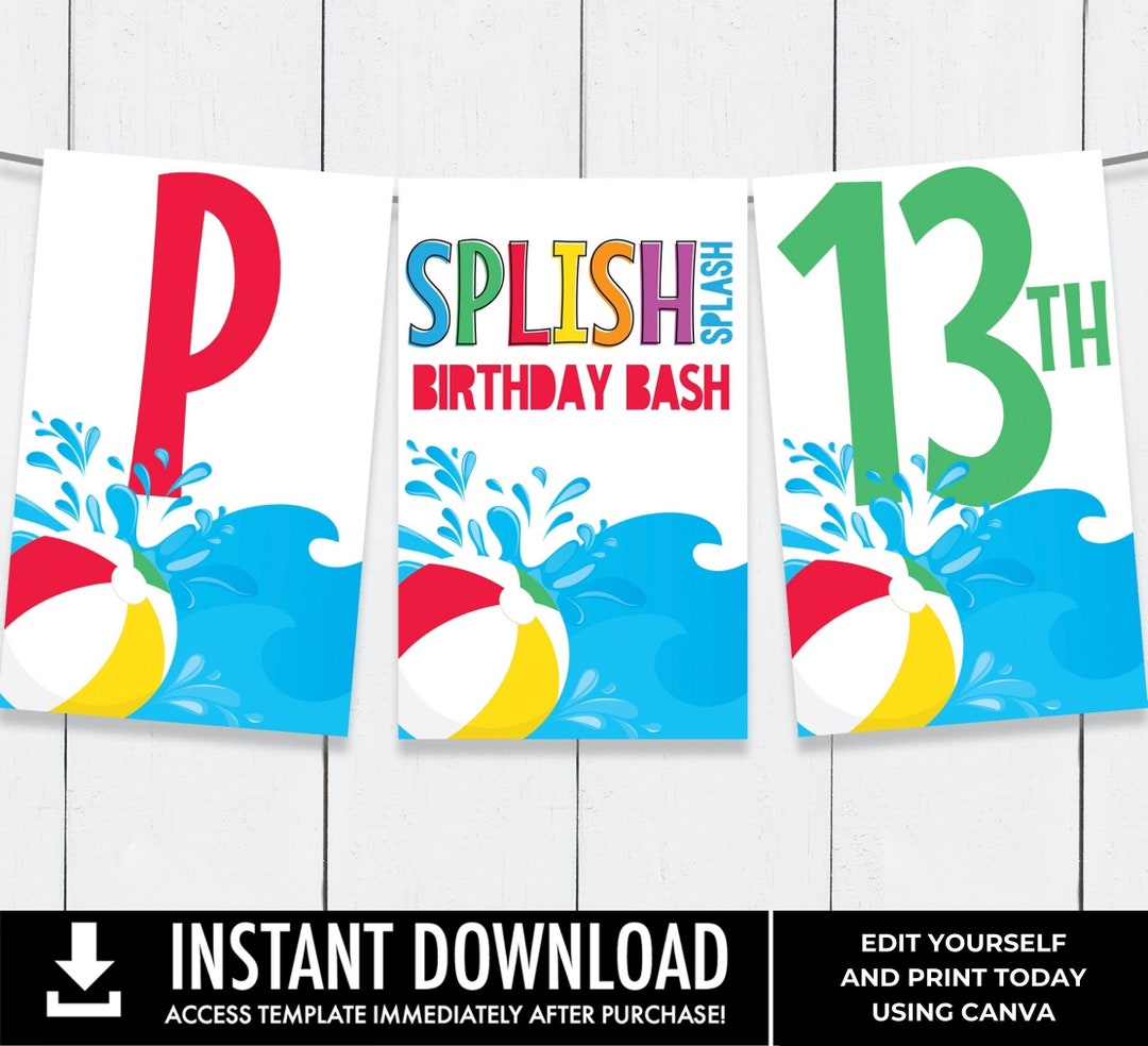 Pool Party Banner - Pool Banner, Summer Party, Beach Party, Alphabet ...