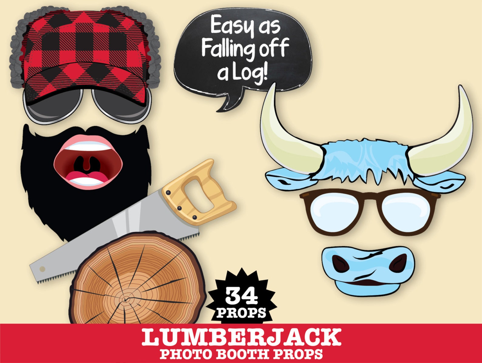 Lumberjack Photo Booth Props Lumberjack Birthday Party - Etsy