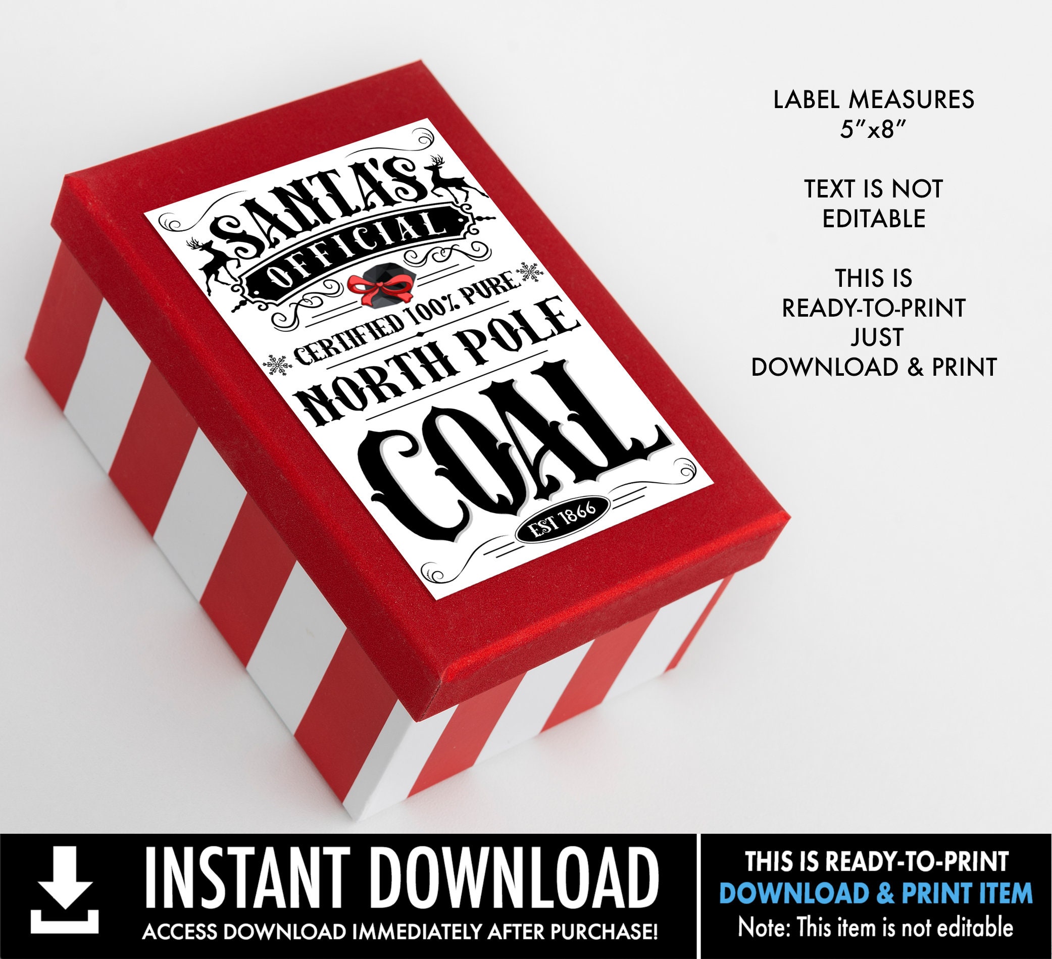 Christmas Coal 5x8 Label Santa's North Pole - Etsy