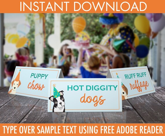 Dog Party Food Labels - Doggie Birthday Party, Doggy, Puppy, First ...