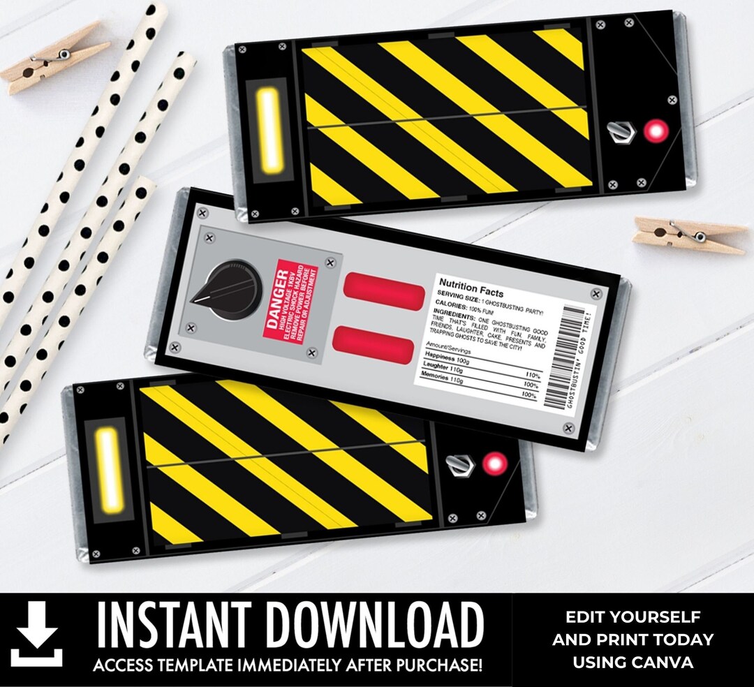 Ghost Trap Containment Candy Bar Wrap - Chocolate Labels, Halloween ...