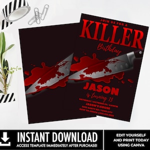 Halloween Killer Birthday Party Invitation, Horror Bloody Invite ...