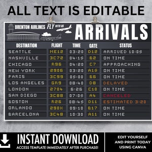 Airplane Party 36"x24" Poster - Arrival Signs, Airport Terminal Sign, Aviator Decor | Edit With ...