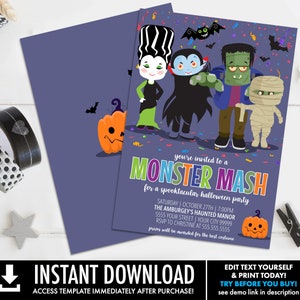 Monster Mash Halloween Invitation, Monster Bash Party, Halloween Party ...