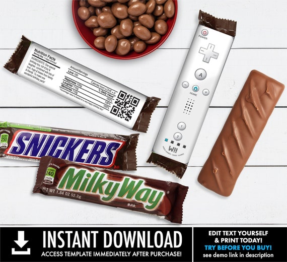 Video Gamer Candy Bar Label/Wrapper - Game Controller Video Game Party ...