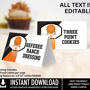 Basketball Food Labels - Basketball Birthday Party, Table Tent, Place ...