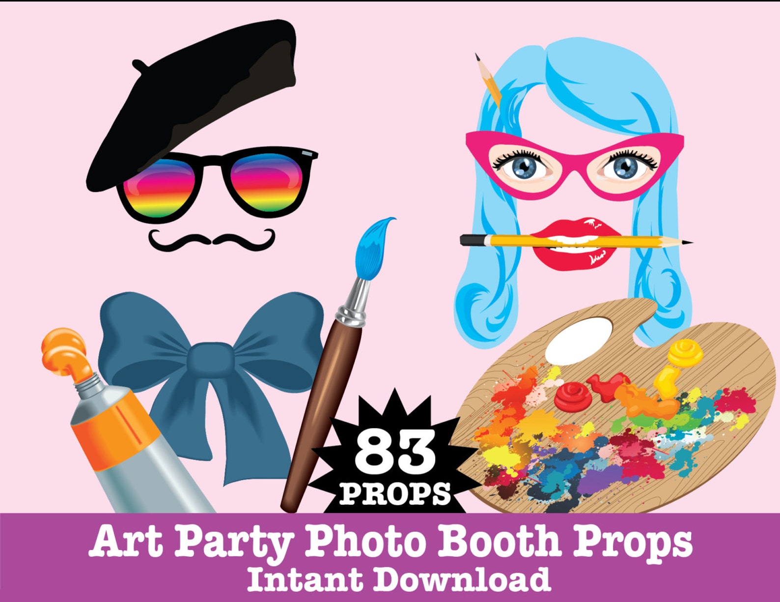 Art Party Photo Booth Props Rainbow Party Artist Party - Etsy