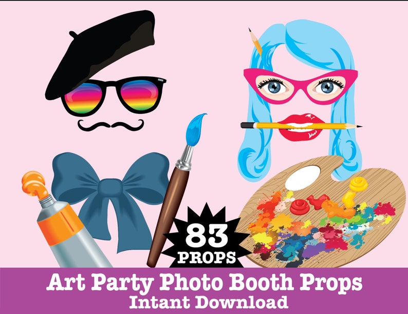 Art Party Photo Booth Props - Rainbow Party, Artist Party, Painting ...