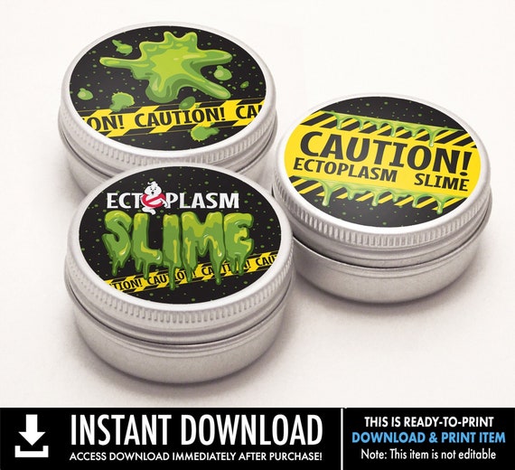 Slime 4" Jar Sticker Labels includes 3 Versions, ghost-buster inspired ...