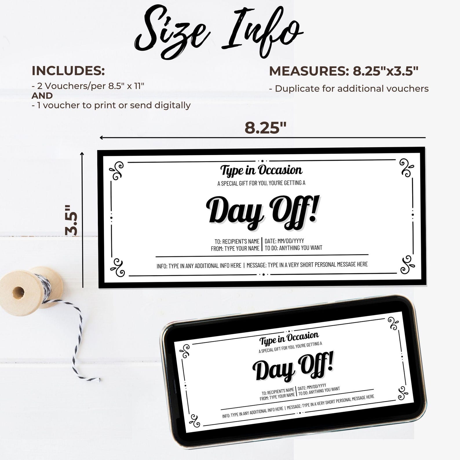 Day off Voucher for Any Occasion,surprise Gift Reveal,take a Break Day ...