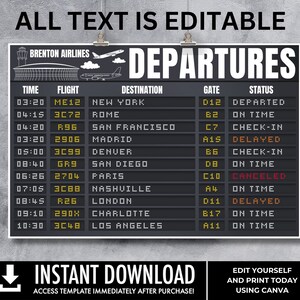 Airplane Party 36"x24" Poster - Departure Sign, Airport Terminal Sign ...