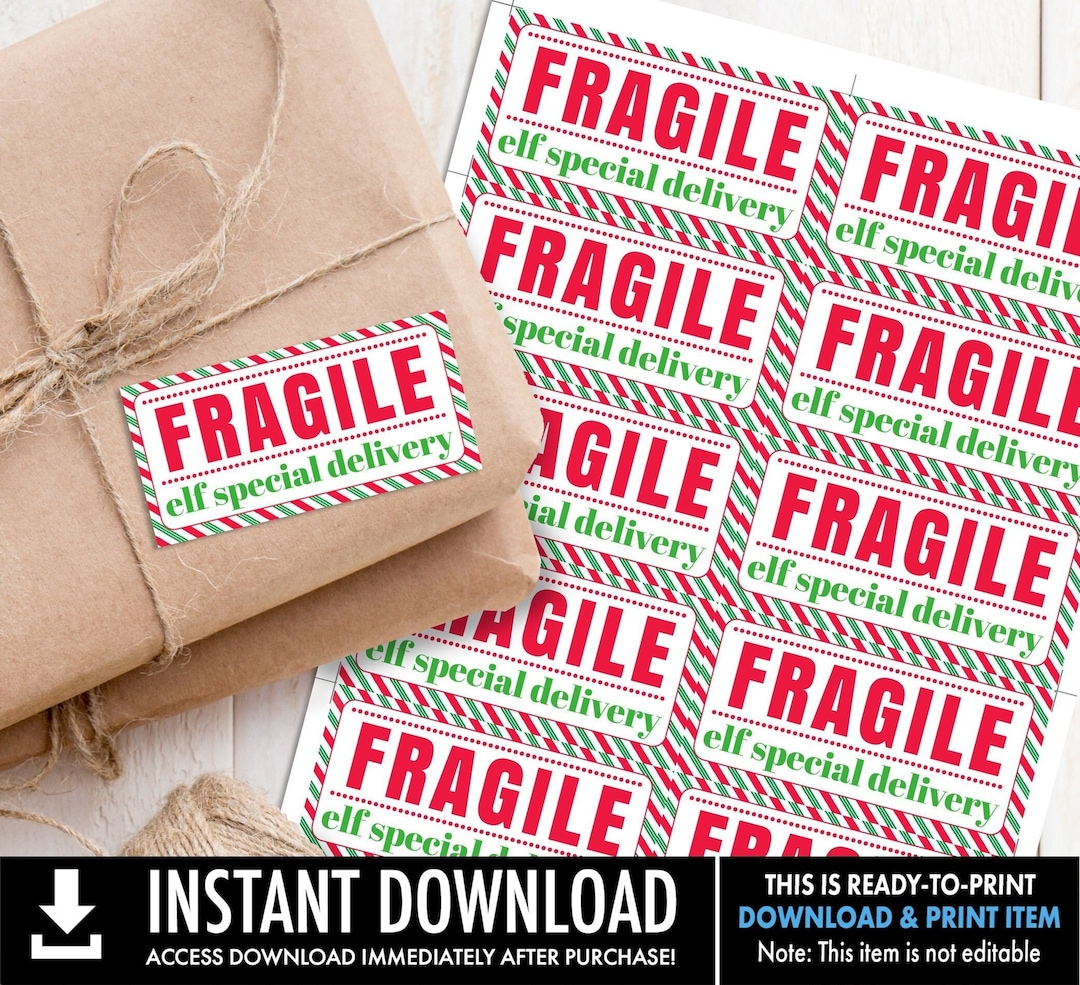 Elf Labels, Christmas Delivery - Fragile Elf Special Delivery Stickers ...
