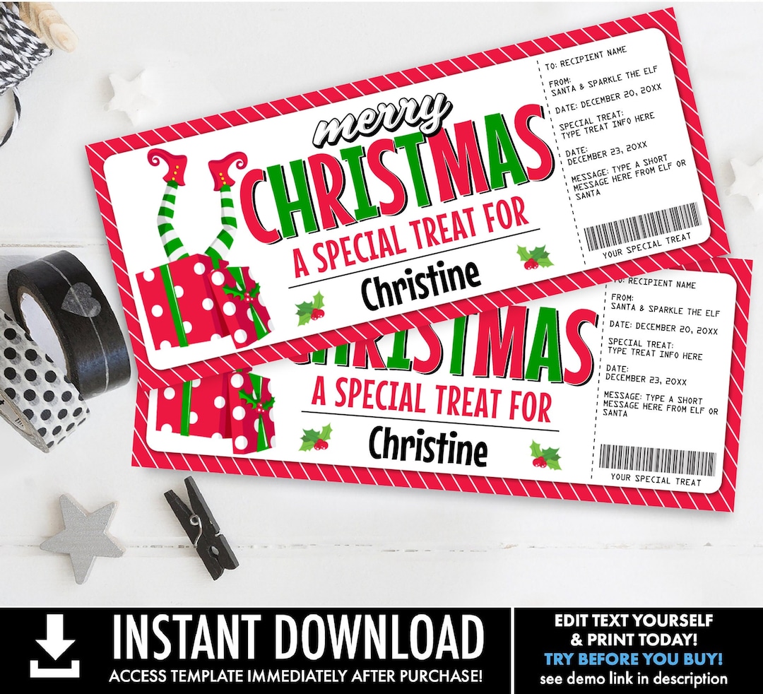 Christmas Elf Gift Voucher for Kids Gift Certificate, Surprise Gift,elf ...