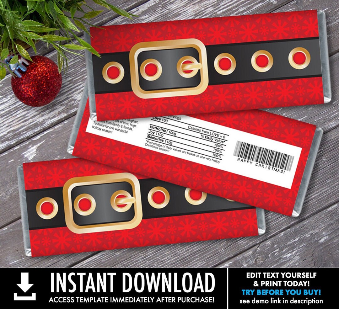 Santa Candy Bar Wrappers, Santa Party Favor,chocolate Labels,christmas ...