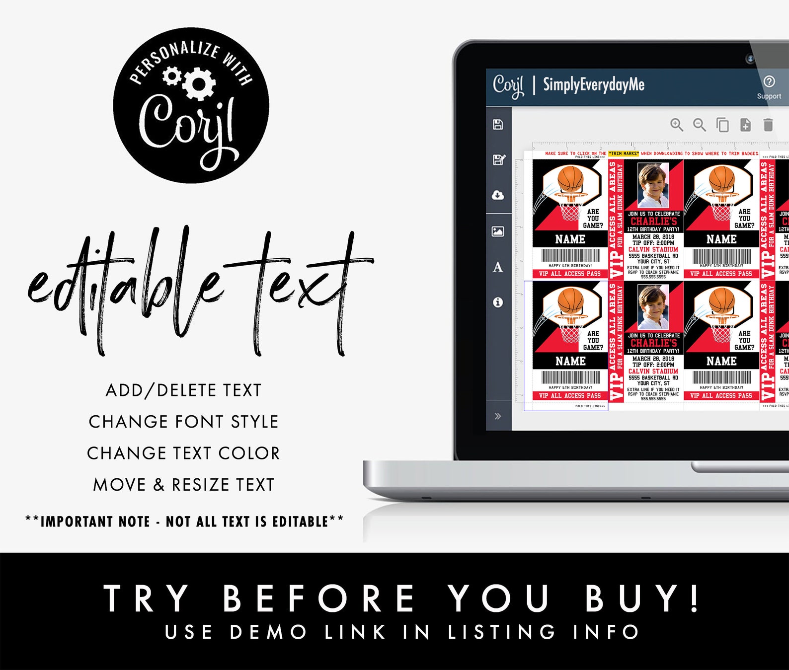 Basketball VIP ID Badge Invitation - Basketball Invite Badge, All Star ...