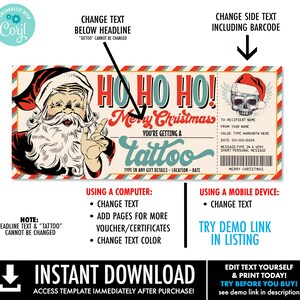 Christmas Tattoo Gift Certificate,time to Get Inked Gift Voucher,skull ...