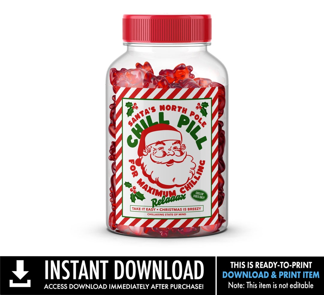Christmas Emergency Chill Pill Santa Printable Template, Kris Kringle ...
