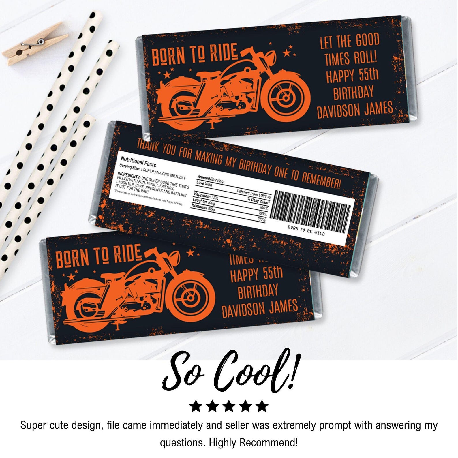 Motorcycle Candy Bar Wrapper/label, Motorcycle Party Favor, 60th ...