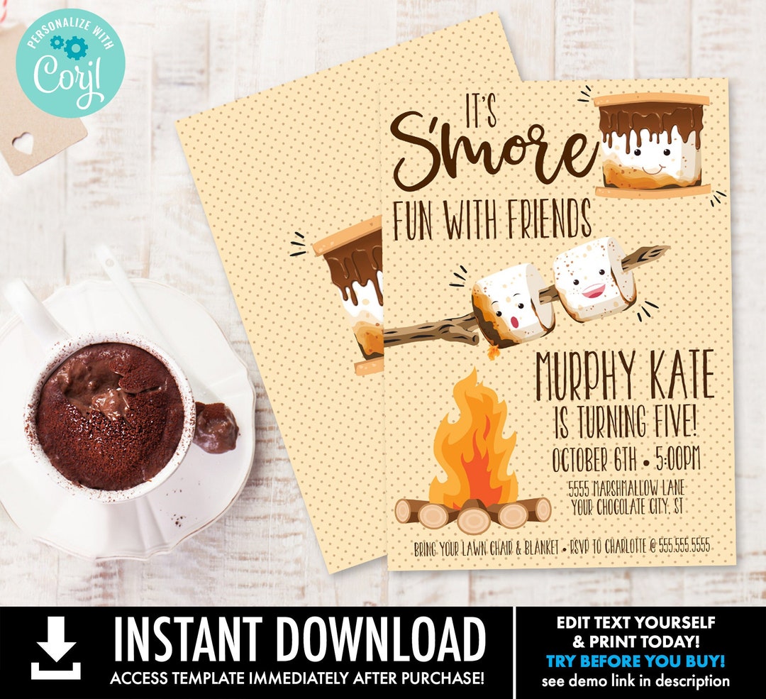 S'more Party Invitation S'more Bar Party, S'more Birthday, S'more Fun ...