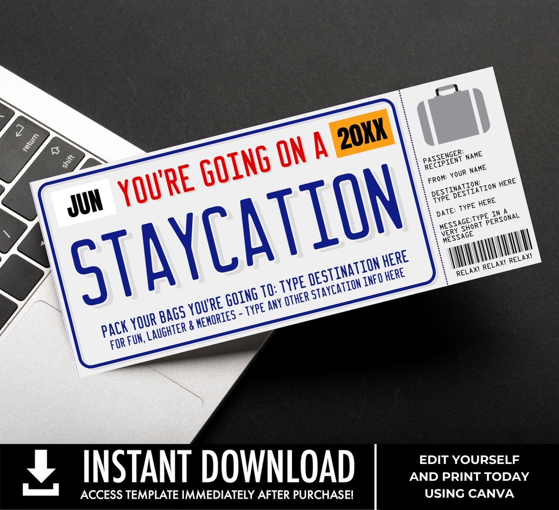 Staycation Surprise Gift Voucher, Staycation Gift Certificate, License ...