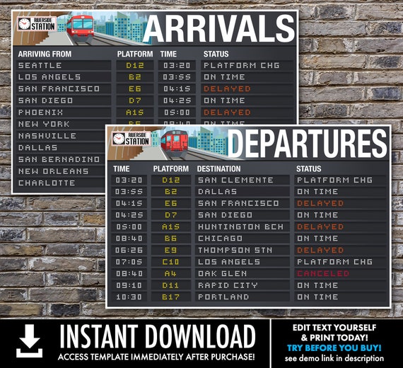 Train Party Posters - Arrival & Departure Signs, Train Terminal Signs ...