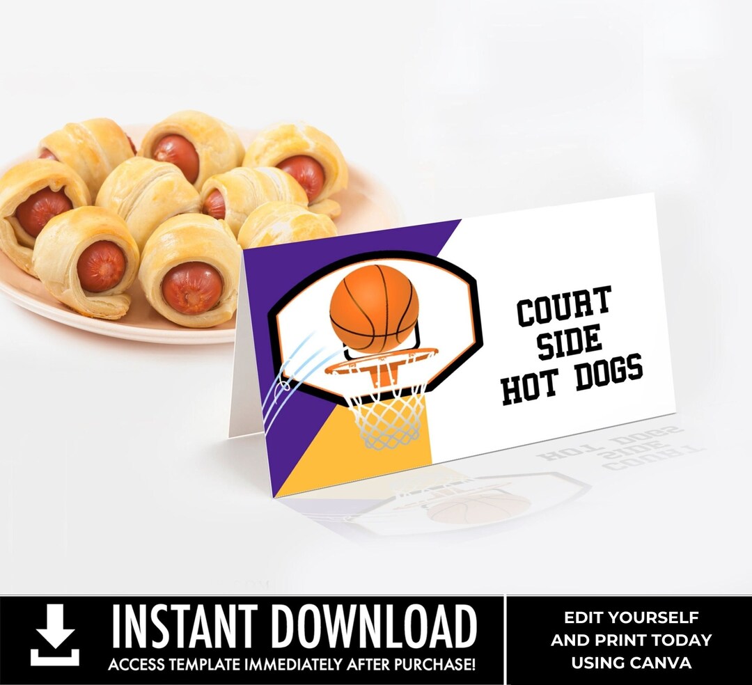 Basketball Food Labels - Basketball Birthday Party, Table Tent, Place ...