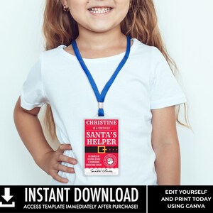 Santa's Helper Badge, VIP Badge, Santa's Nice List, ID Badge Santa Elf ...