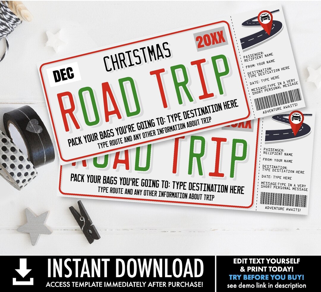 Christmas Road Trip Surprise Ticket Voucher, License Plate Voucher ...