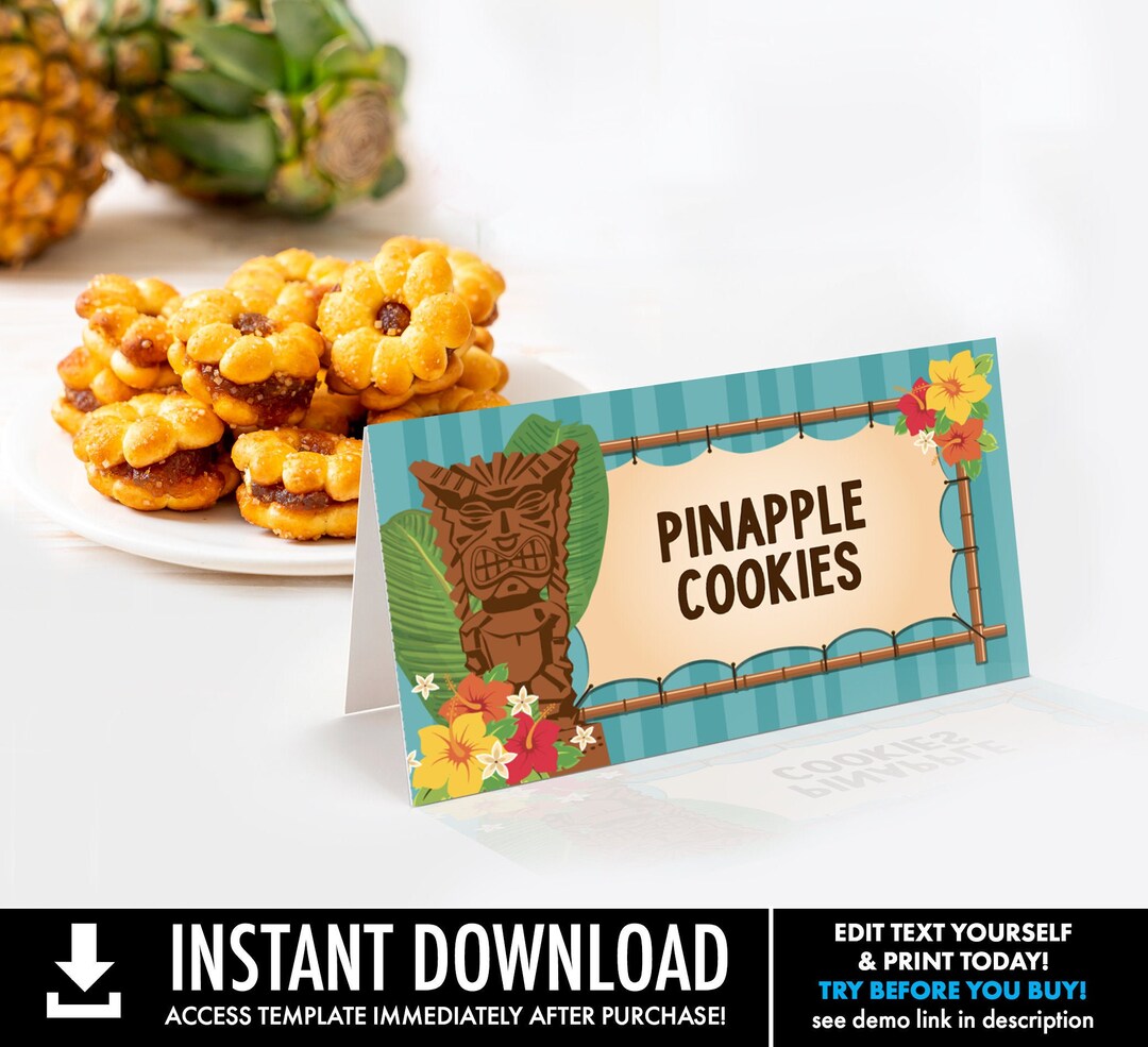 Luau Food Labels - Buffet Tags, Hawaiian Party, Luau Birthday, Luau ...