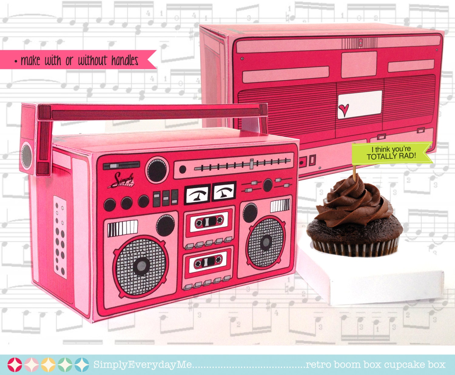 Boom Box Favor Box - Cupcake Box, 40th Birthday, 30th Birthday, 80's ...