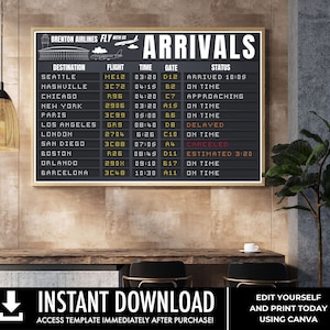 Airplane Party Poster, 48x36 Arrival & Departure TWO Sign Set, Airport ...