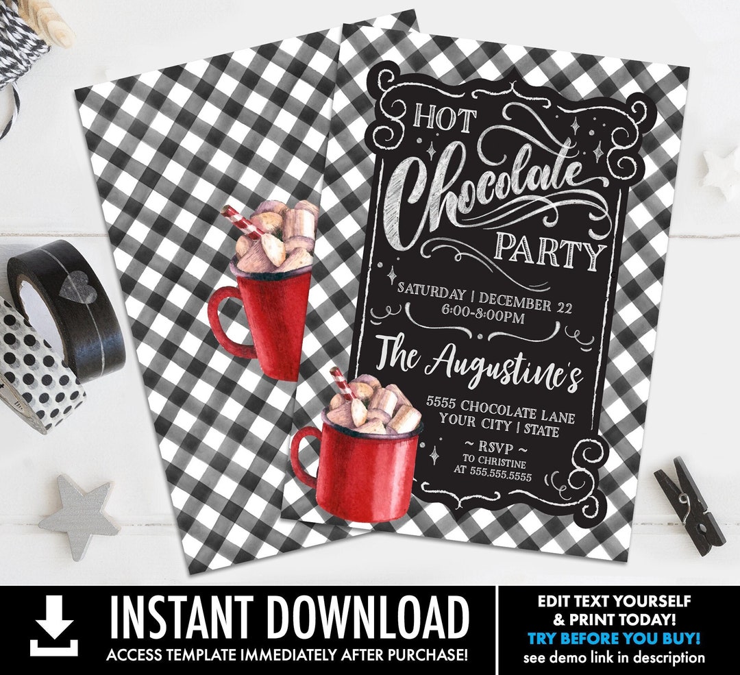Hot Chocolate Party Invitation Hot Chocolate Bar,hot Cocoa Bar,hot ...
