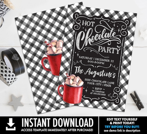 Hot Chocolate Party Invitation Hot Chocolate Bar,Hot Cocoa Bar,Hot ...