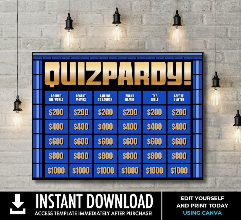 Printable Jeopardy Game Show Party Poster Set, Game Show 48"x36" Poster ...