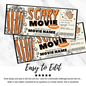 Halloween Scary Movie Night Ticket, Gift Certificate, Movie Ticket ...