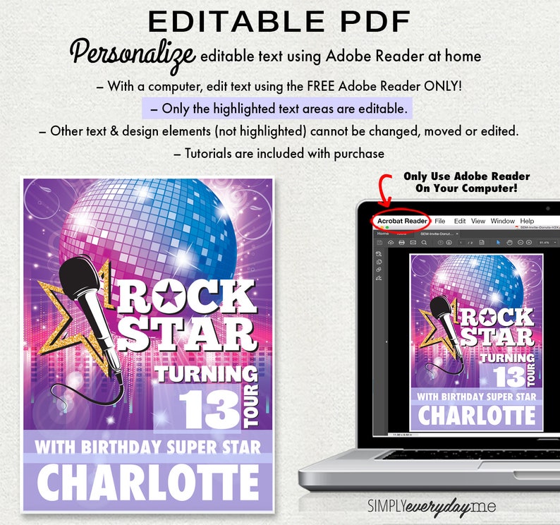 Rockstar Party 18x24 Sign/Poster Printable Rock 'n Roll | Etsy