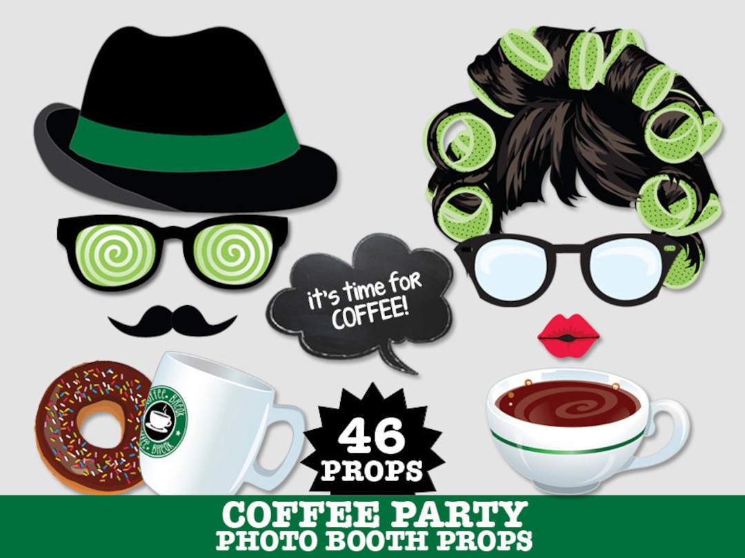 Coffee Party Photo Booth Props, Donut Party, Wedding, Baby Shower ...
