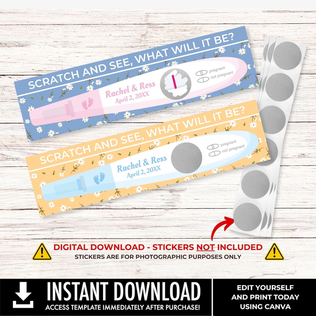 Pregnancy Test Scratch-off Game, Fun Baby Shower Game, Shower Favors ...