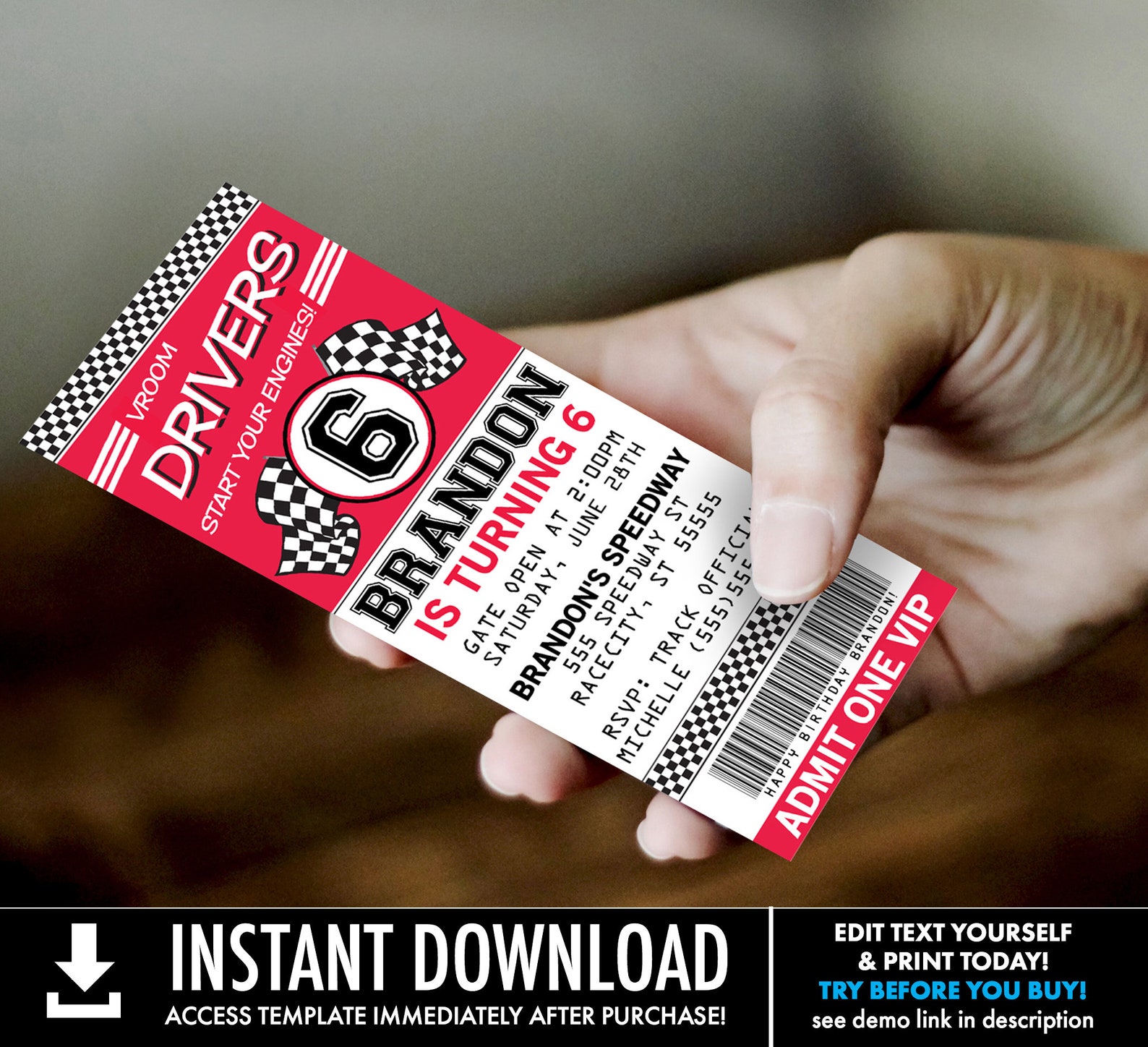 Cars Ticket Invitation Cars Party Race Car Party Cars | Etsy